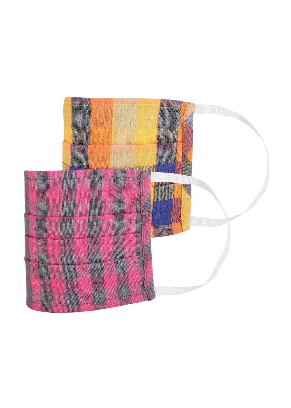 Get Pack of 2 Madras & Red Checkered Pleated Mask at ₹ 300 | LBB Shop