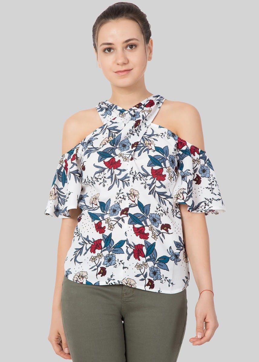 Get Floral Print Cross-Neck Top at ₹ 600 | LBB Shop