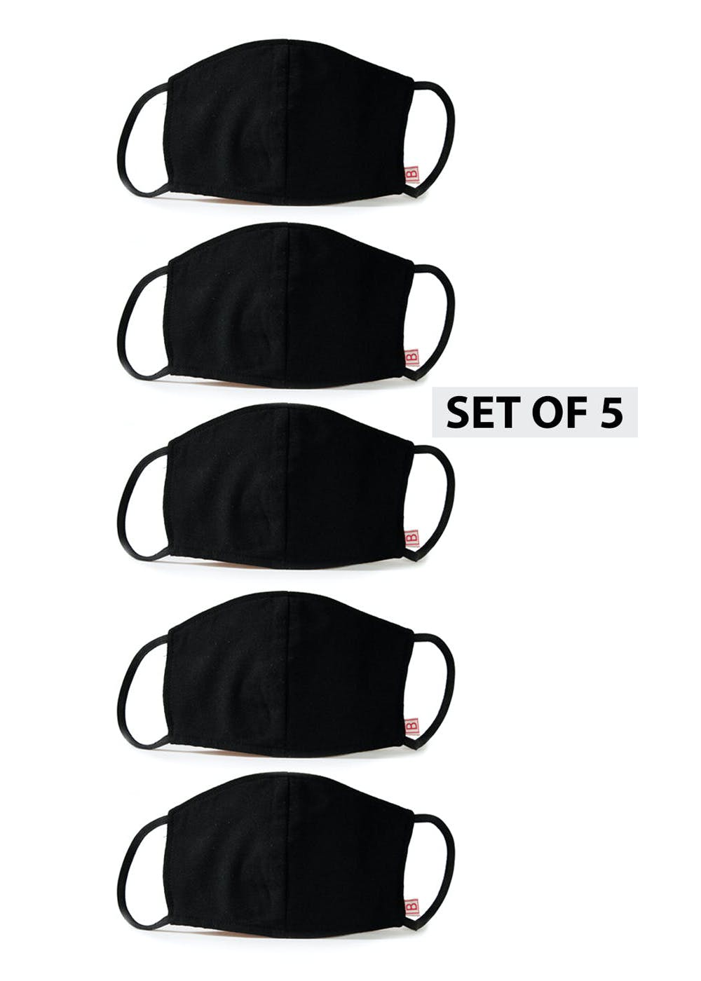 Get Set of 5 Black Solid 3 Layer Masks at ₹ 649 | LBB Shop