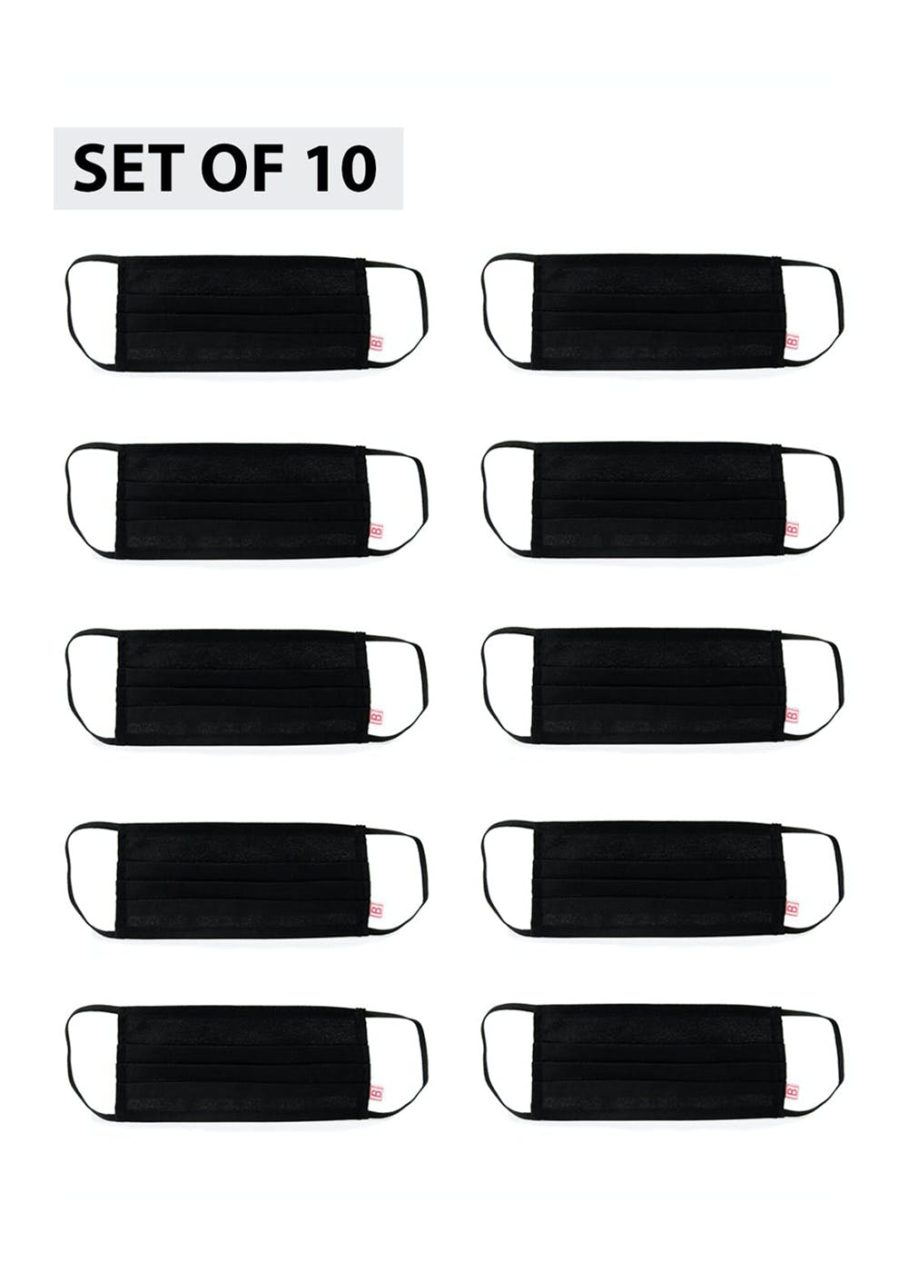 Get Set of 10 Black Solid 3 Layer Masks at ₹ 499 | LBB Shop