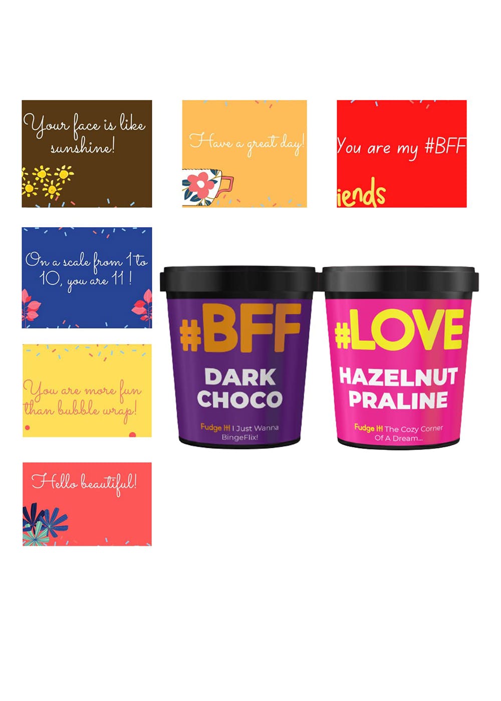 Get Chocolate Gift - 2 Fudge Tubs (Hazelnut+Classic Dark) + 6 Colorful ...