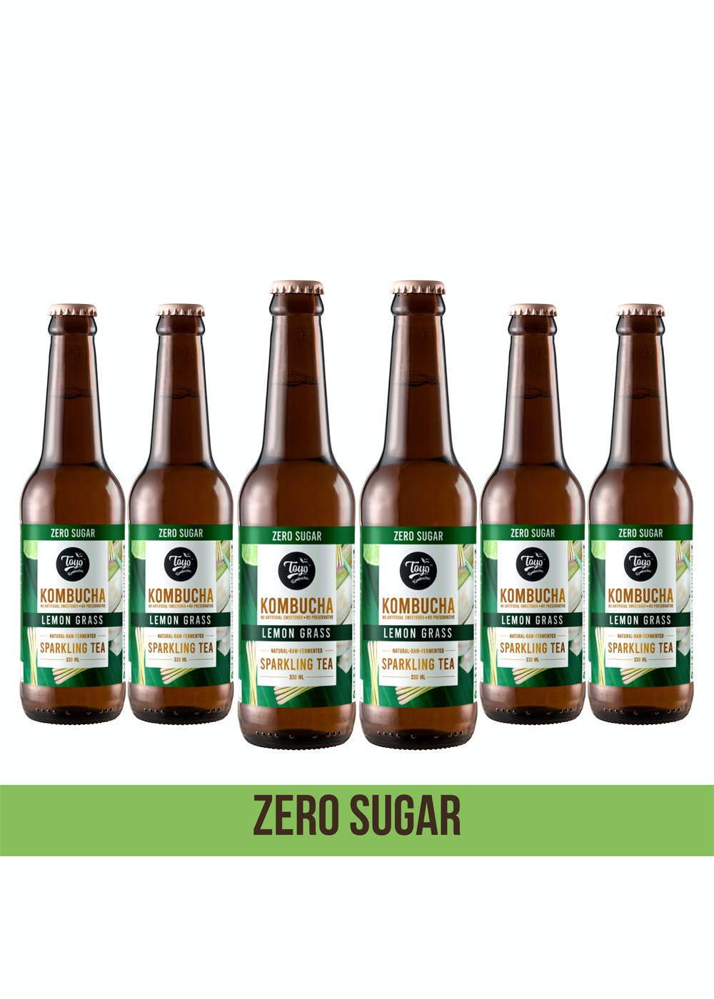 Get Zero Sugar Sparkling Fermented Tea - Lemon Grass- 330ml (Pack of 6 ...