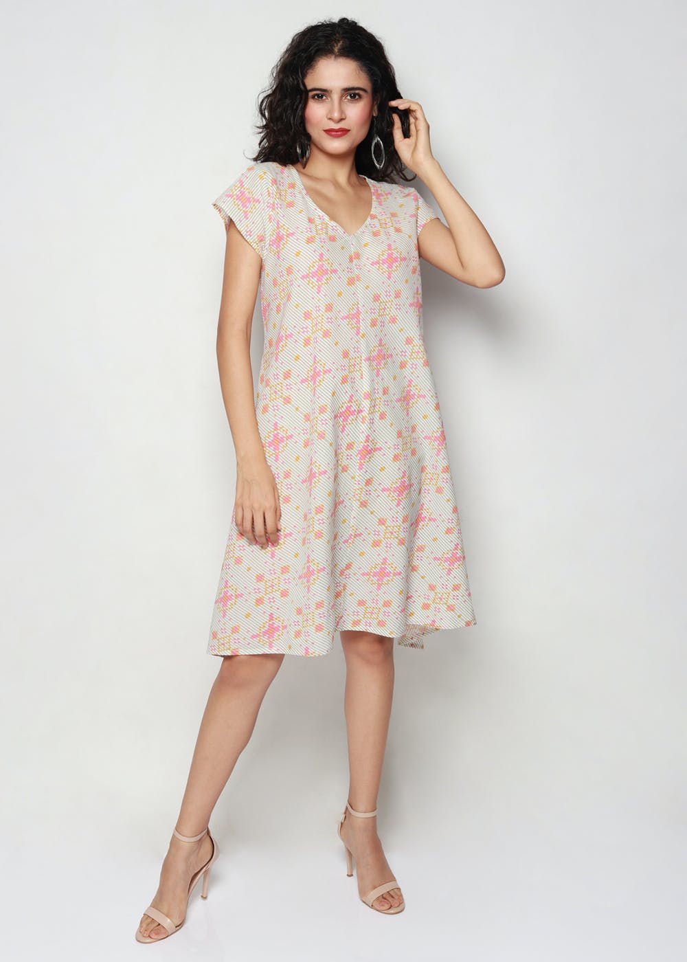 Get Ivory Ikat Print Cotton Dress at ₹ 1350 | LBB Shop