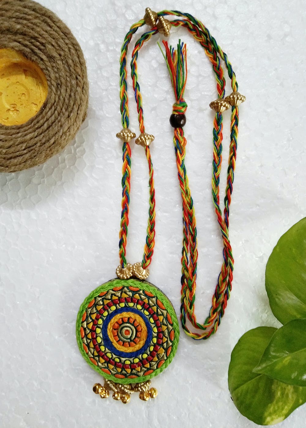 Get Multi Circle in Circle Threaded Green Necklace at ₹ 790 | LBB Shop