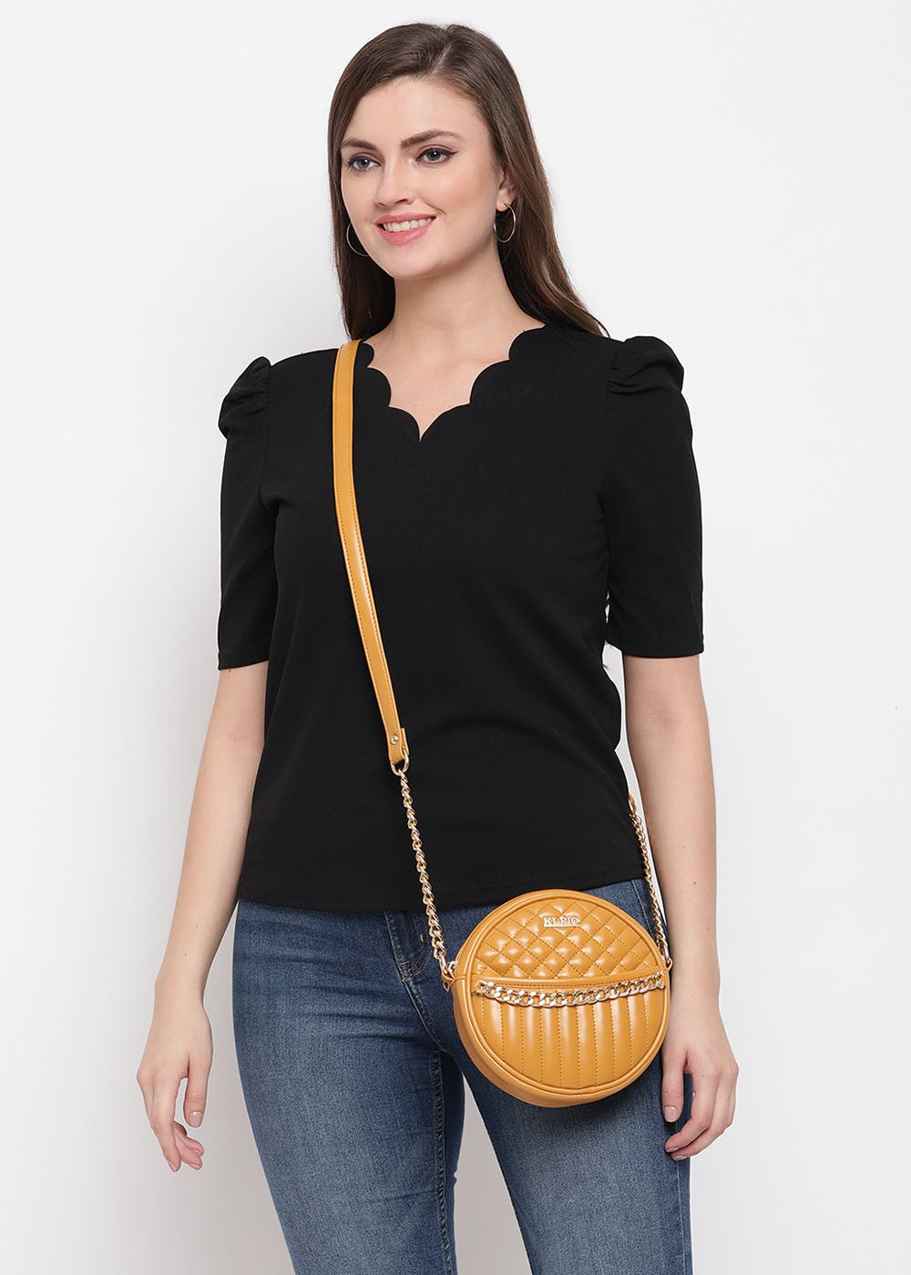Get Mustard Quilted Round Sling Bag at ₹ 1374 | LBB Shop