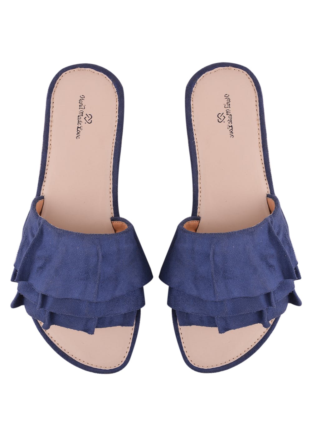 Get Ruffle Detail Solid Suede Slides at ₹ 1290 | LBB Shop