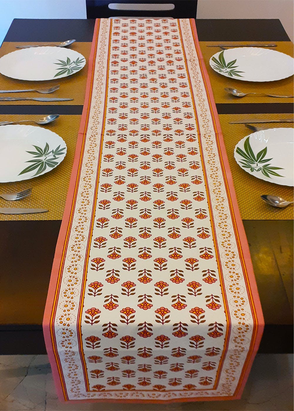 Get Hand Block Printed Flowers Palette Cotton Table Runner at ₹ 1100 ...