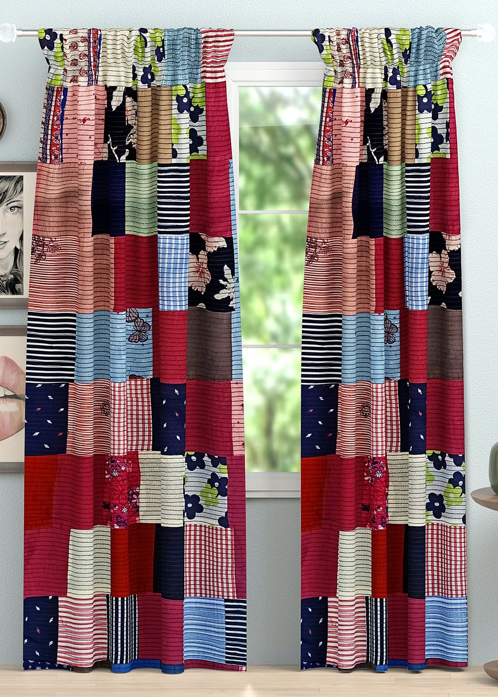Get Multi Patch Work Detail Window Curtains - 9 Ft at ₹ 3200 | LBB Shop