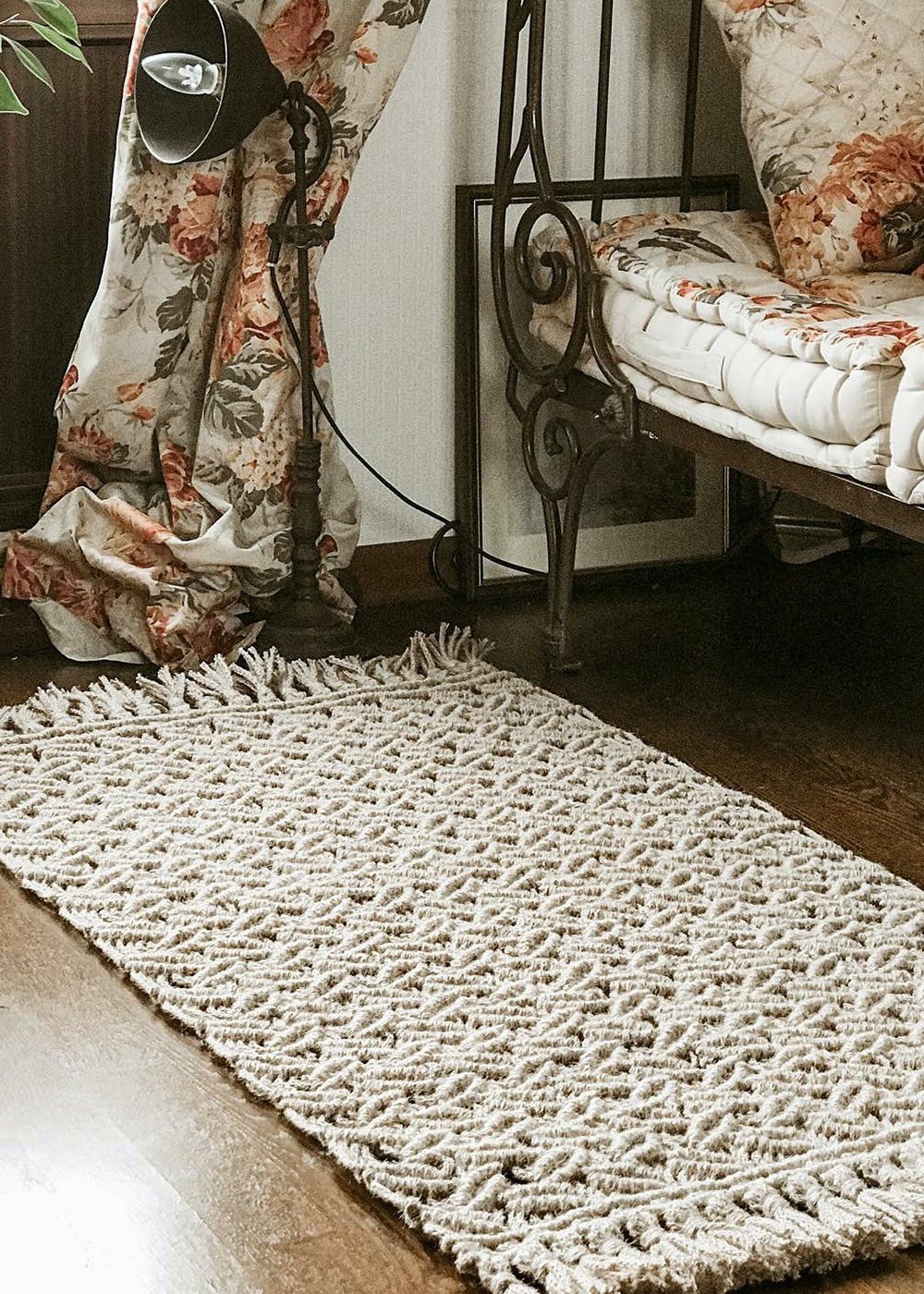 Get Emboirdered Macrame Rugs White at ₹ 2450 | LBB Shop