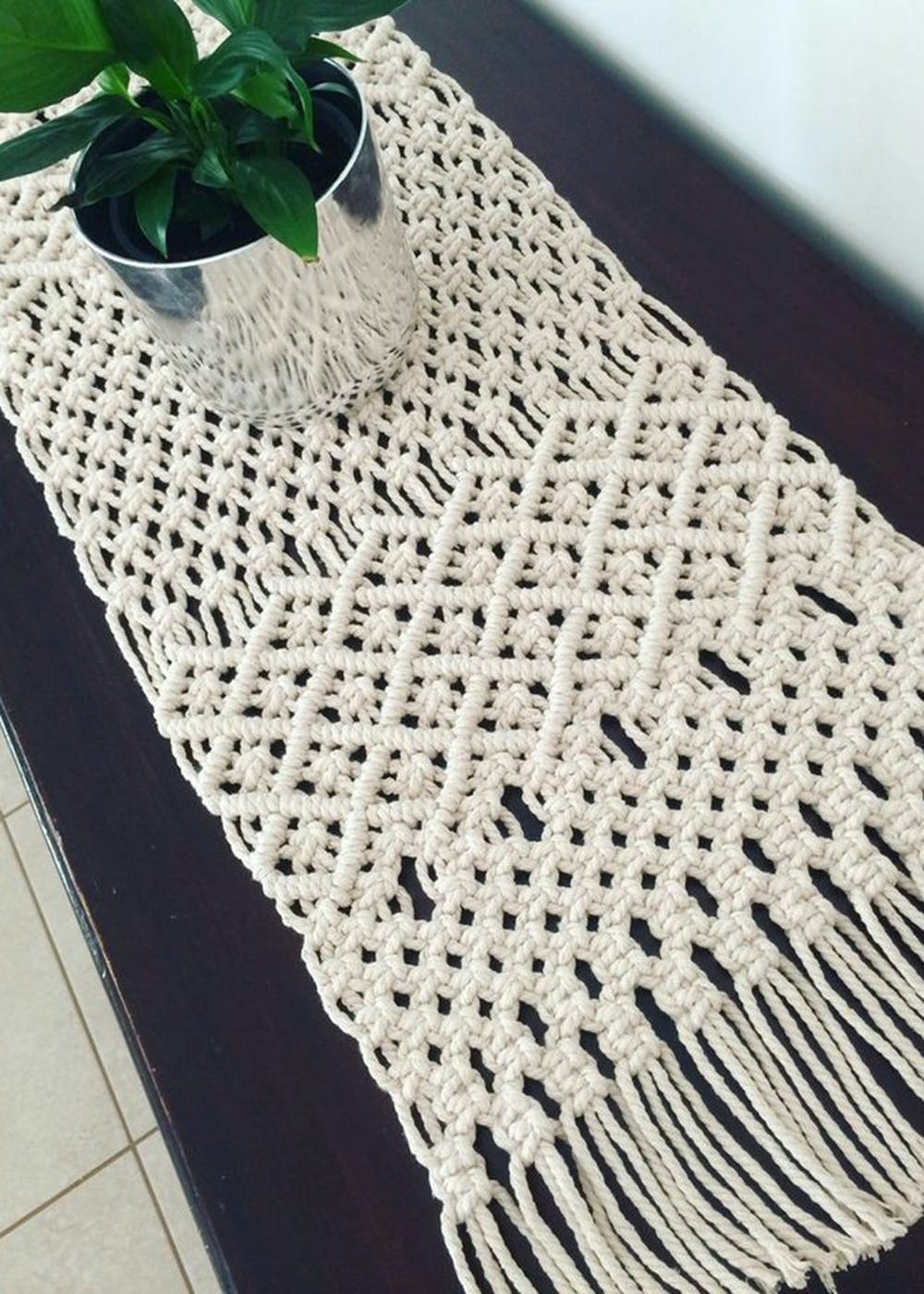 Get Knitted White Macrame Table Runner at ₹ 1250 | LBB Shop