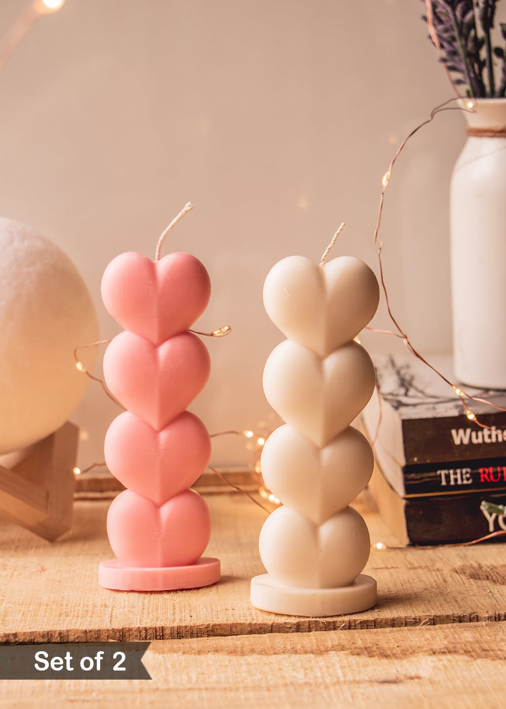 Get Heart Pillar Candle -Set Of 2 at ₹ 699 | LBB Shop