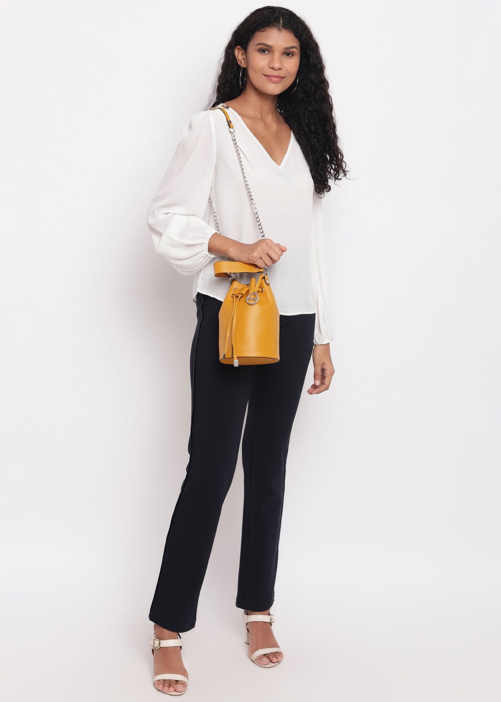Get Mustard Stylish Small Bucket Sling Bag at ₹ 1377 | LBB Shop