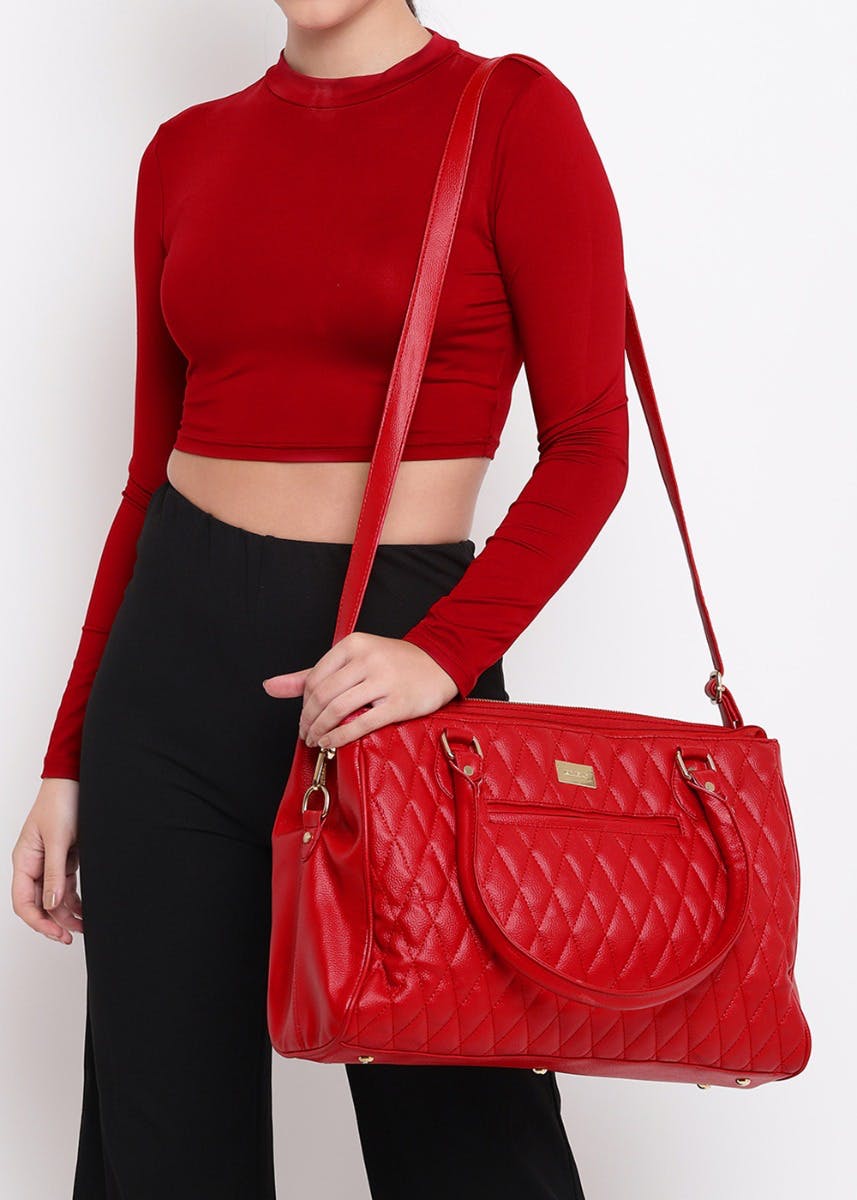 Get Quilted Stitch Detail Front Pocket Handbag at ₹ 3299 | LBB Shop