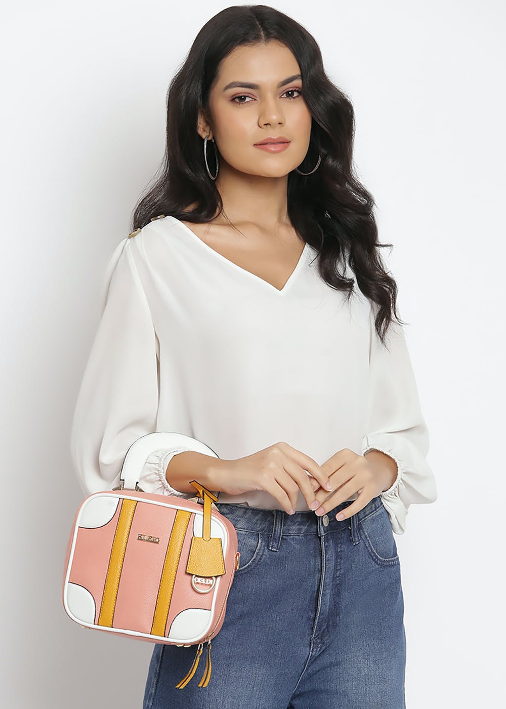 Get Structured Box Shaped Muti Color Top Handle HandBag at ₹ 1799 | LBB ...