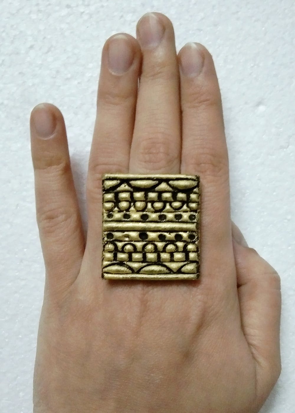 Get Textured Detail Gold Square Ring at ₹ 290 | LBB Shop
