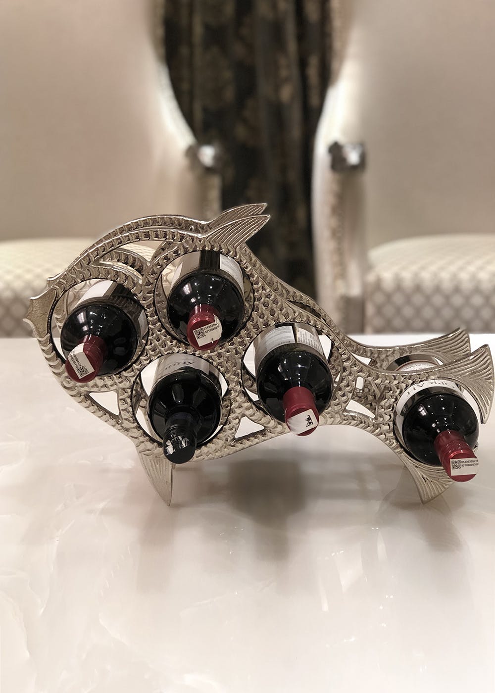 Get Wine Rack Fish Silver 5 Bottles at ₹ 2499 | LBB Shop