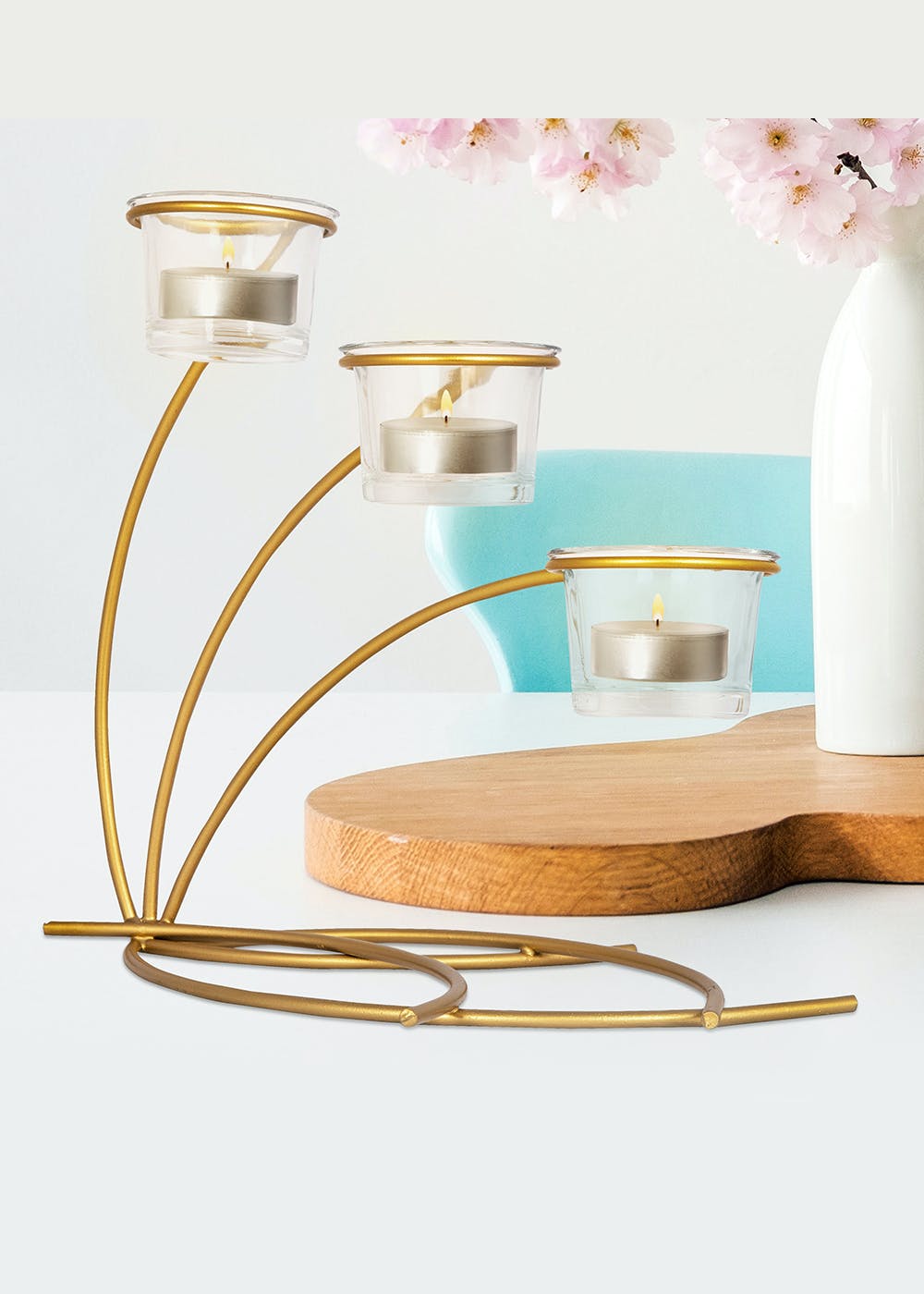 Get Tea Light Holder In Tree Branch Style In Golden Color at ₹ 1200 ...