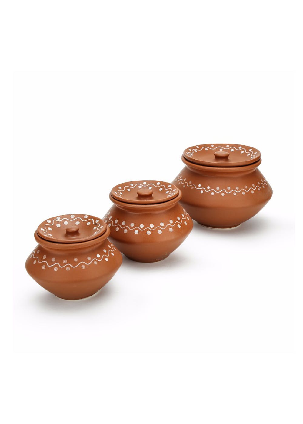 Get Earthen Ceramic Handi - Set of 3 at ₹ 1699 | LBB Shop