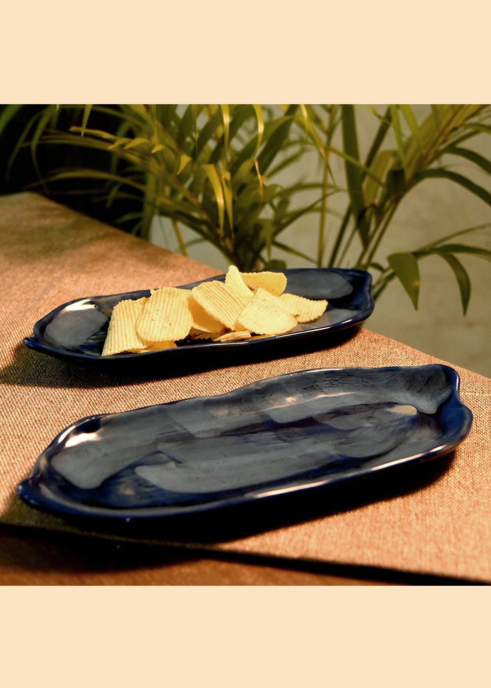 Get Blue Studio Pottery Ceramic Serving Tray - Set of 2 at ₹ 899 | LBB Shop