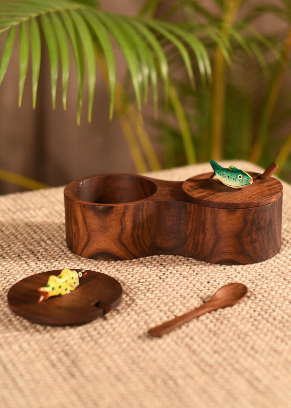 Get Wooden Handcrafted Refreshment Jar Set With Wooden Spoon at ₹ 1599 ...