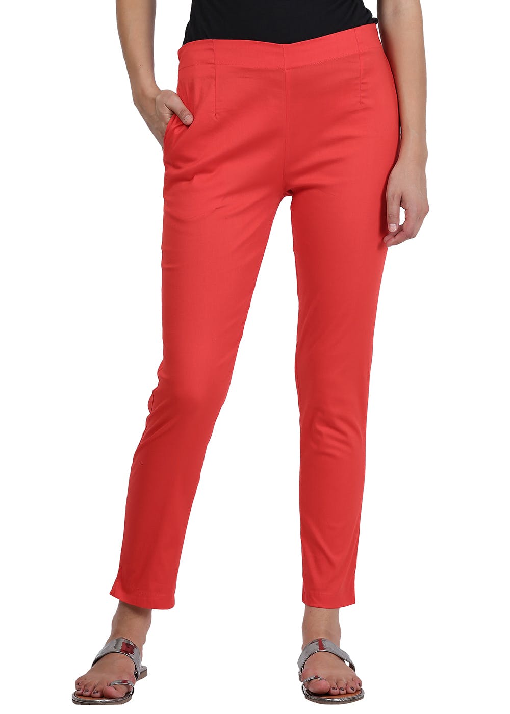 Get Solid Cotton Slim Fit Pants at ₹ 599 | LBB Shop