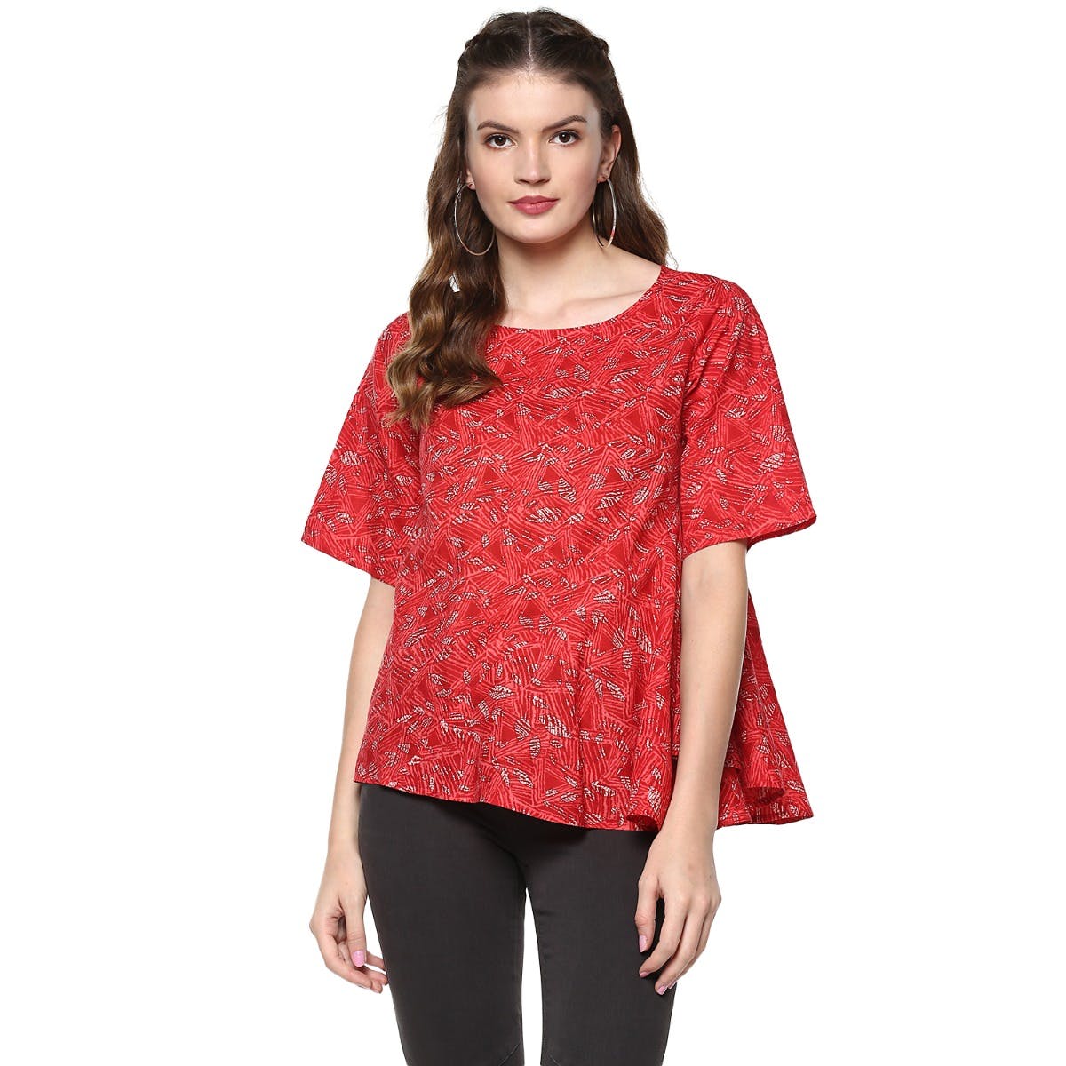Get Red Printed Asymmetric Top at ₹ 749 | LBB Shop