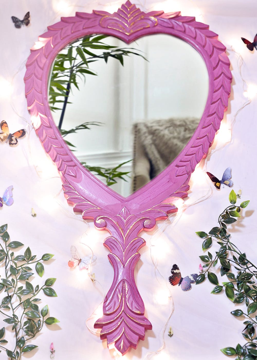 Get Pretty Pink And Gold Foil Finish Mirror at ₹ 3149 | LBB Shop