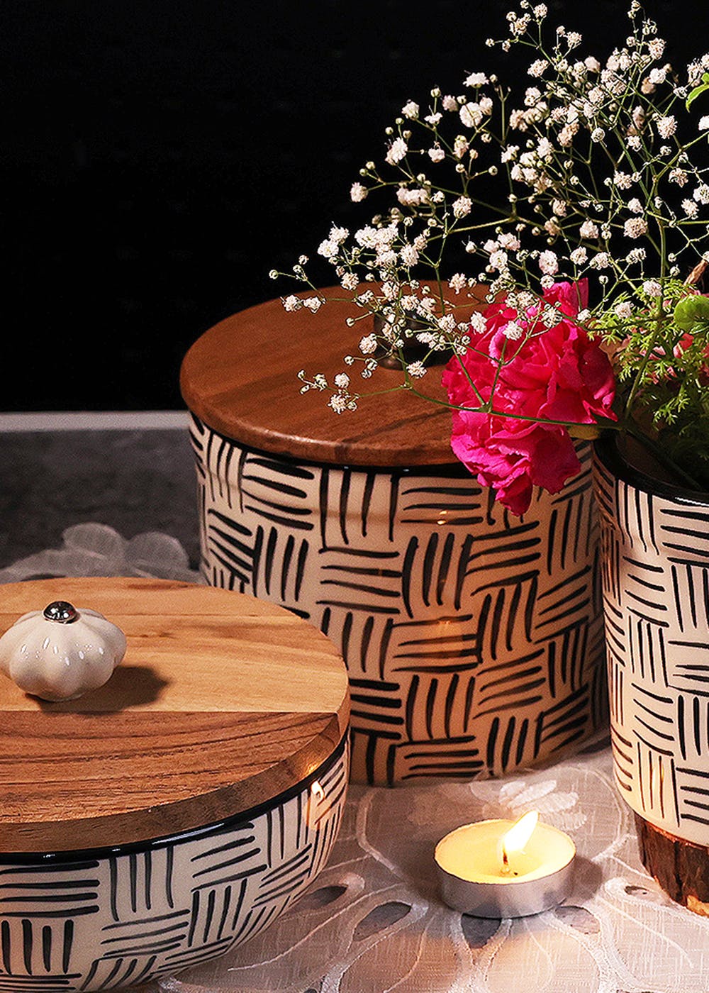 Get Zebra Boho Striped Storage Jar at ₹ 799 | LBB Shop