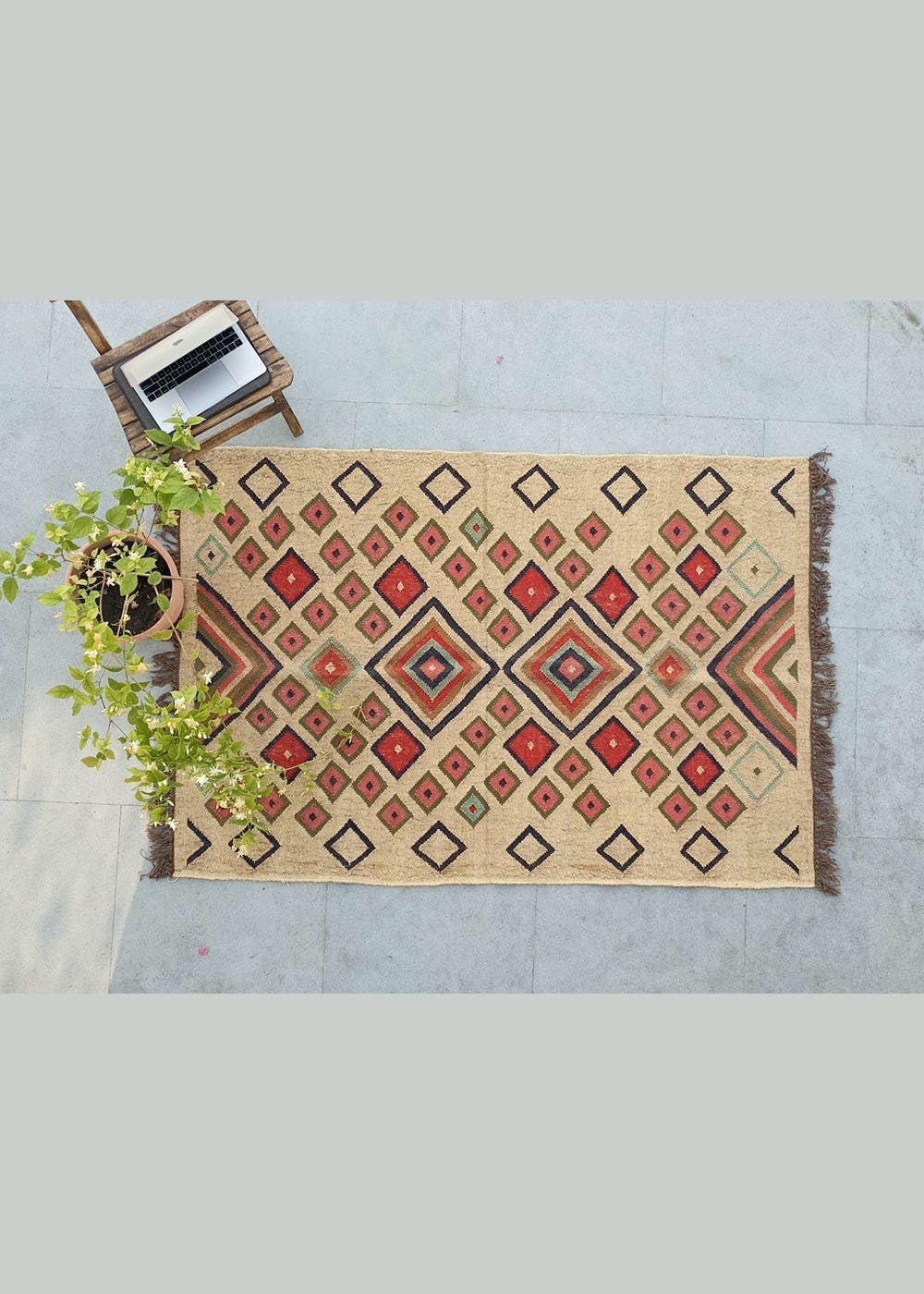 Get Geometric Design Multicolor Rug at ₹ 6000 | LBB Shop