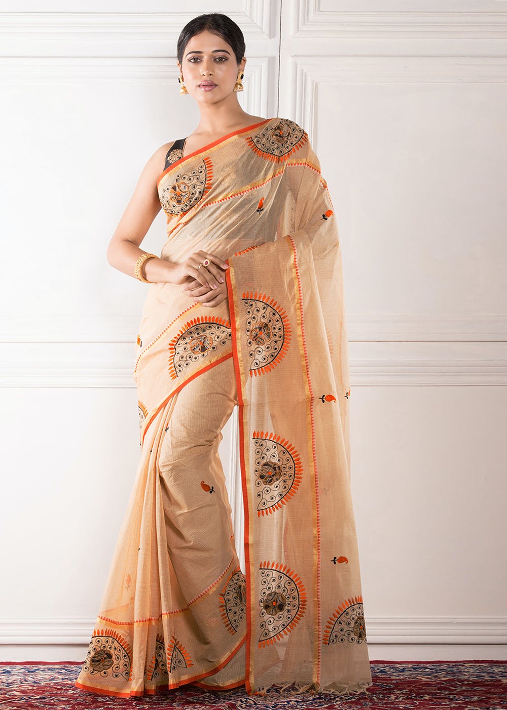 Get Bangladeshi Cotton Cream Embroidered Saree at ₹ 2445 | LBB Shop