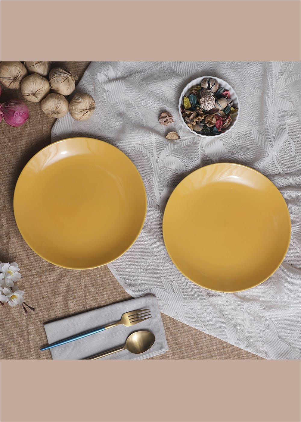 Get Handpainted Ceramic Dinner Plates - Yellow at ₹ 999 | LBB Shop