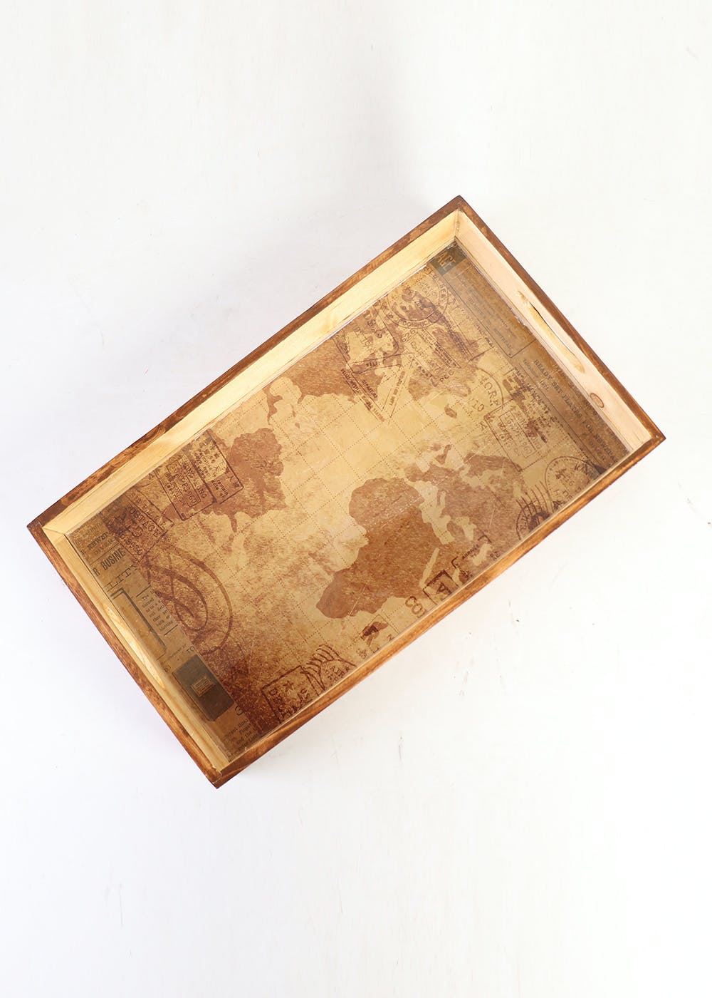 Get Vintage World Map Printed Wooden Tray at ₹ 1199 | LBB Shop