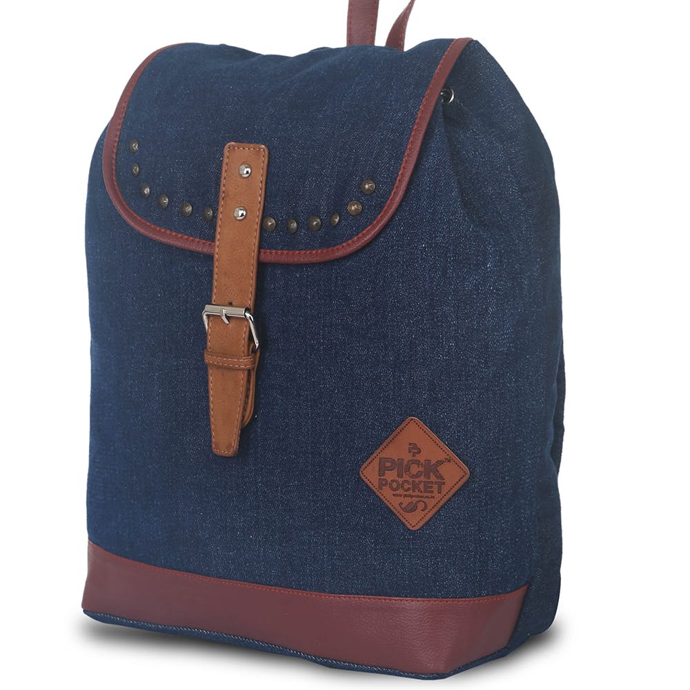 Get Blue Denim Backpack With Magnetic Button at ₹ 748 | LBB Shop