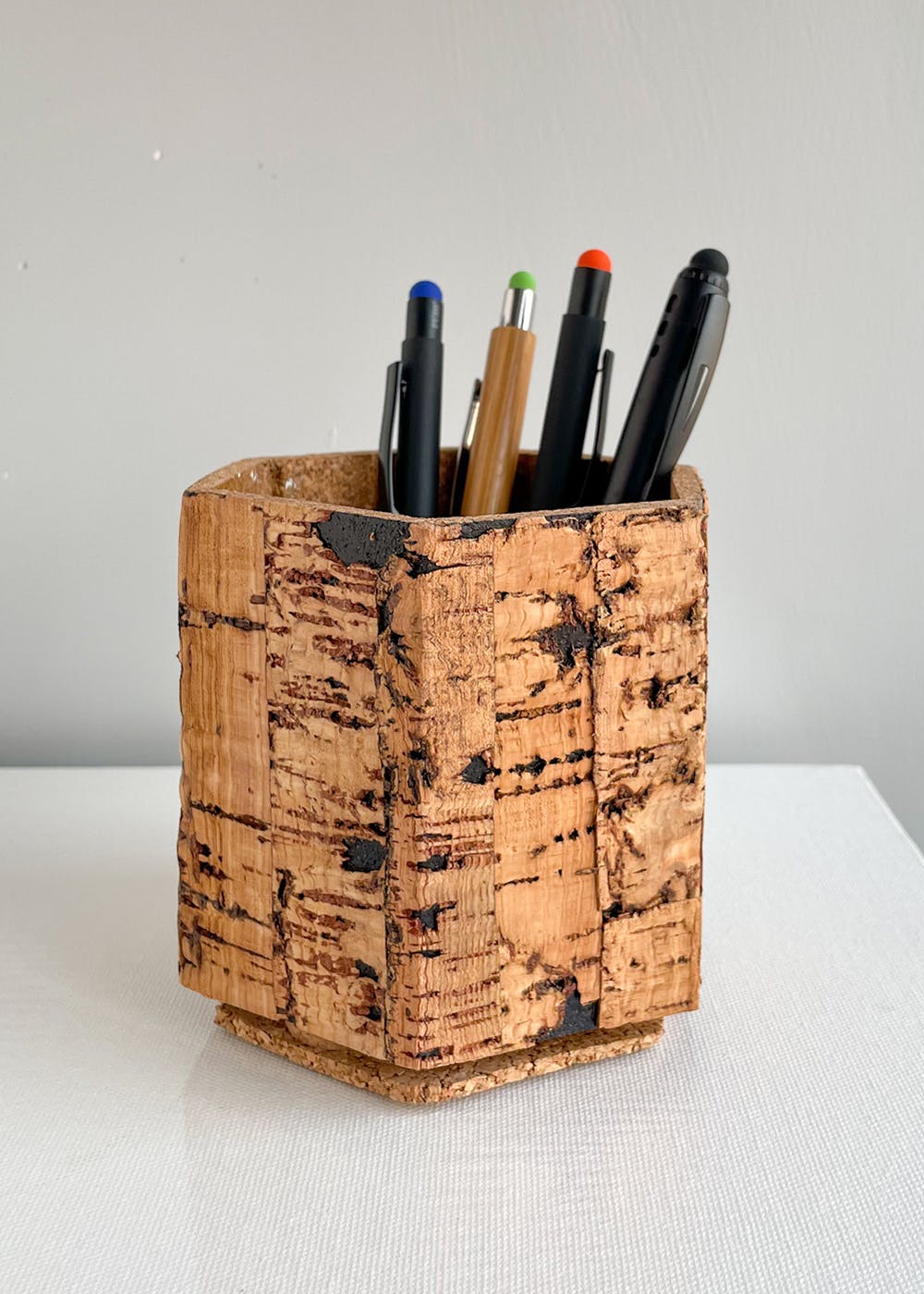 Get Cork Brown & Black Texture Hexa Pen Stand at ₹ 329 | LBB Shop