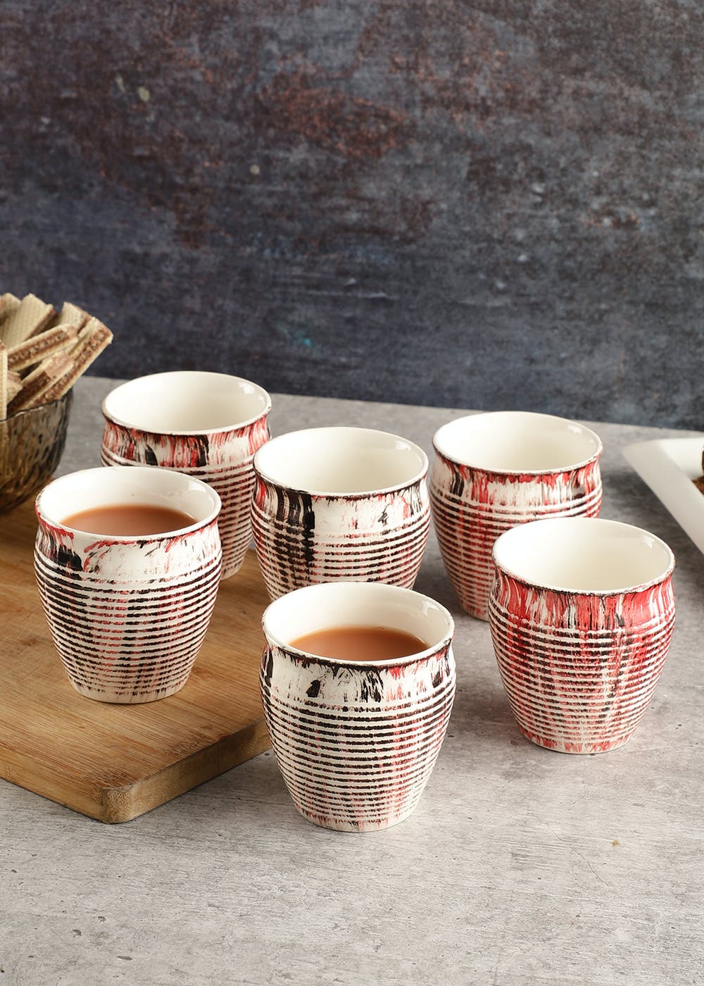 Get White Matte Finish Printed Kullad - Set Of 6 at ₹ 799 | LBB Shop