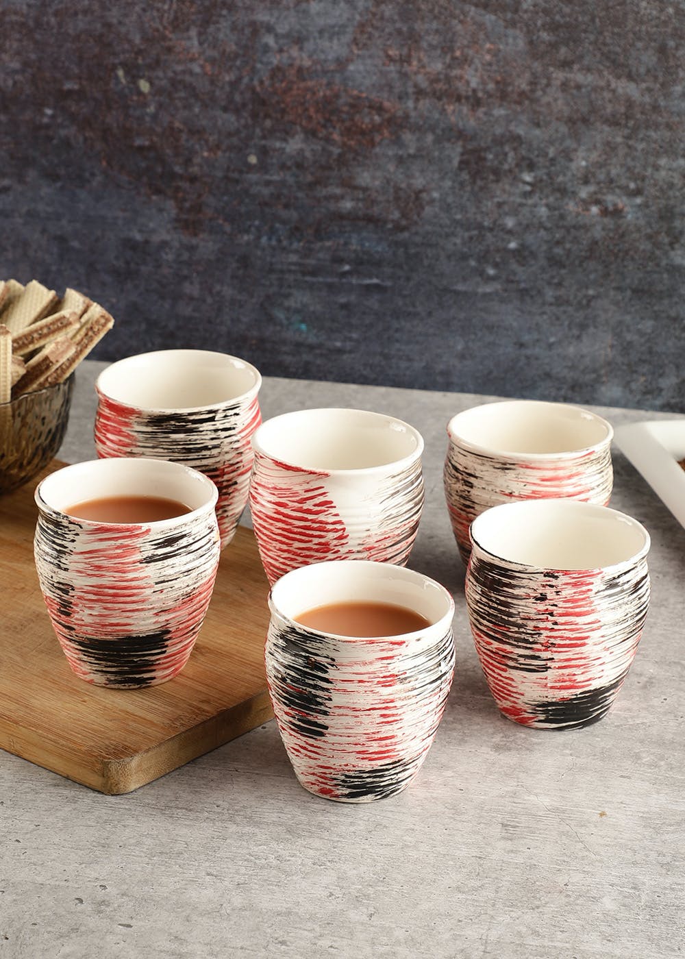 Get Handmade White Matte Finish Printed Chai Kullad - Set Of 6 at ₹ 799 ...