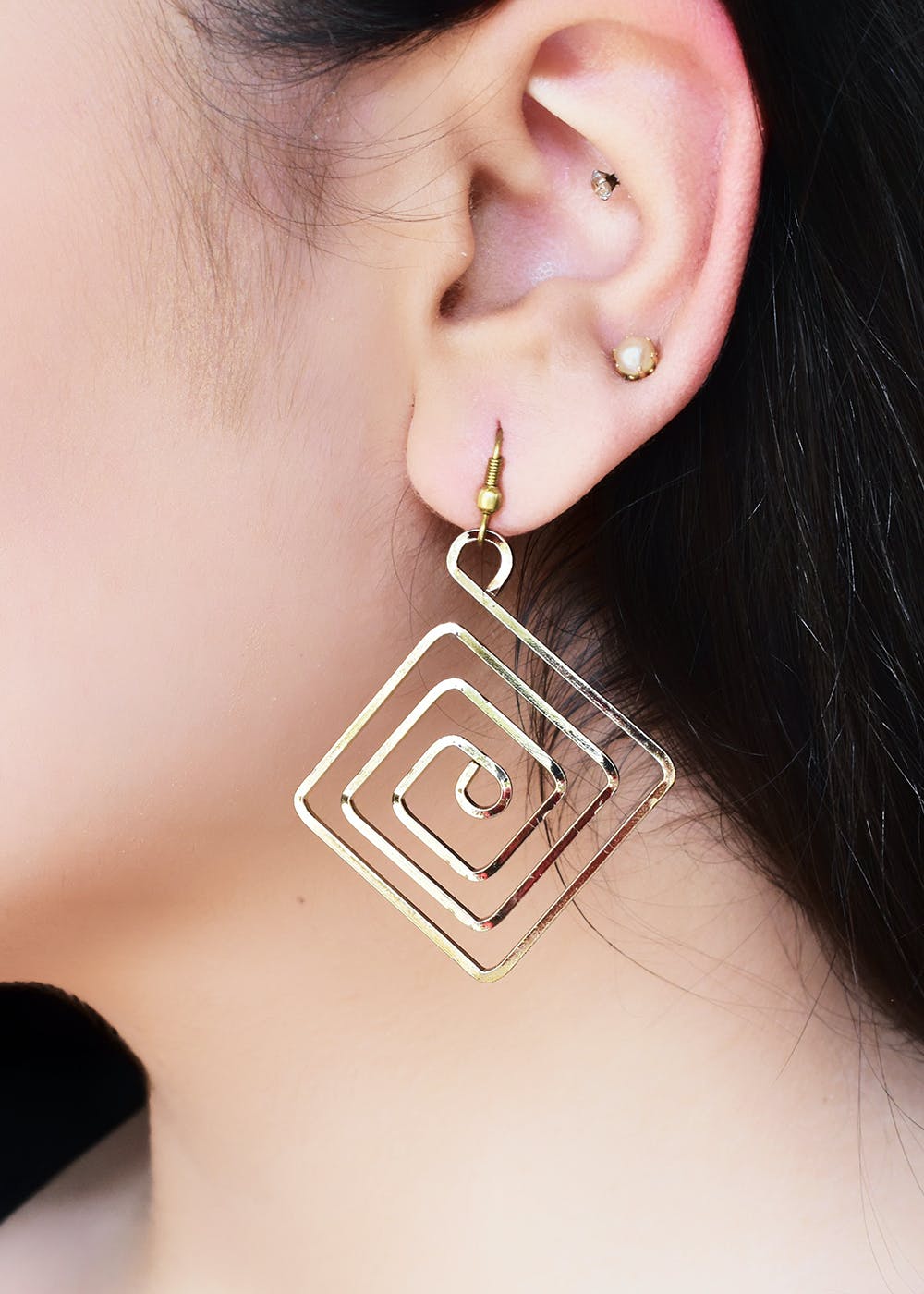 Get Dull Gold Square Danglers at ₹ 250 | LBB Shop