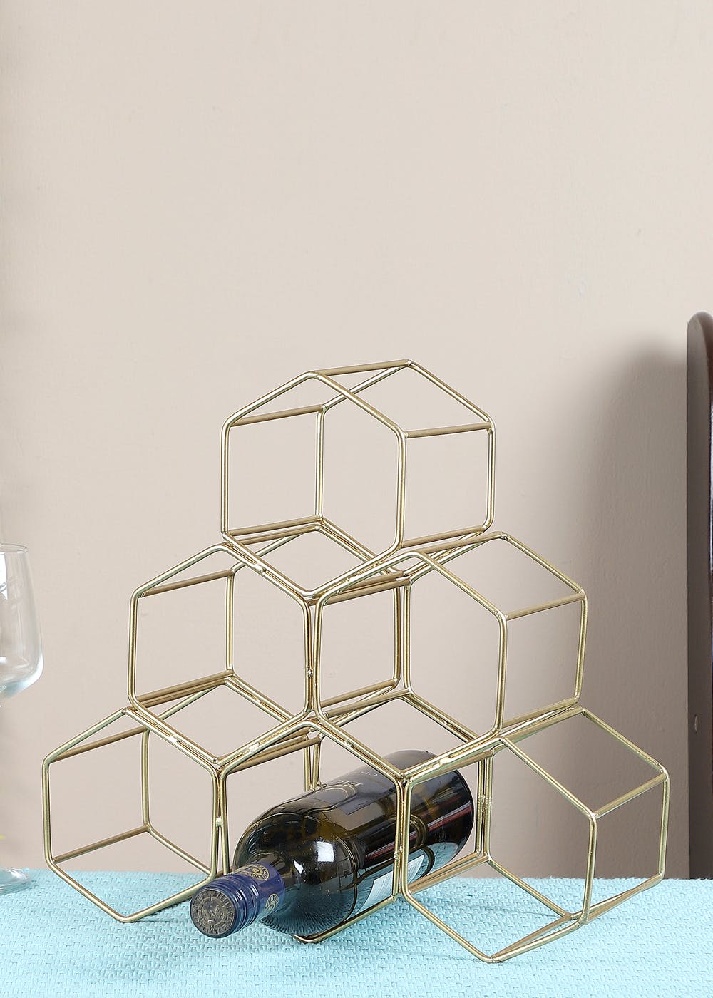 Get Triangle Gold Wine Rack for 6 Bottles at ₹ 1349 | LBB Shop