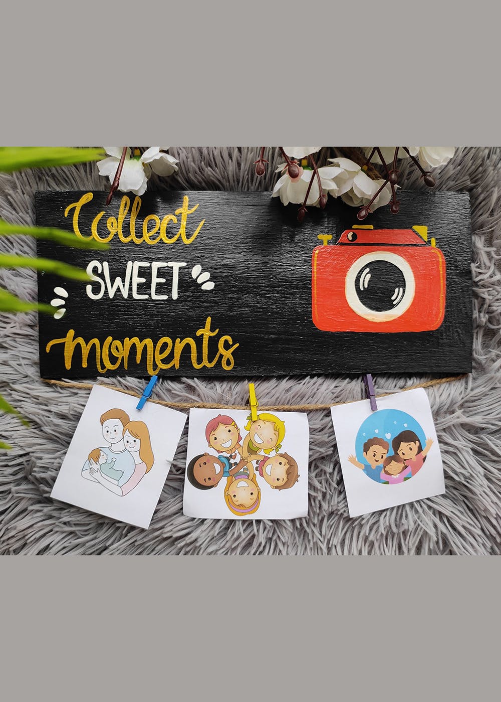 Get Handcrafted "Collect SWEET Moments" Rectangular Wall Hanging with ...