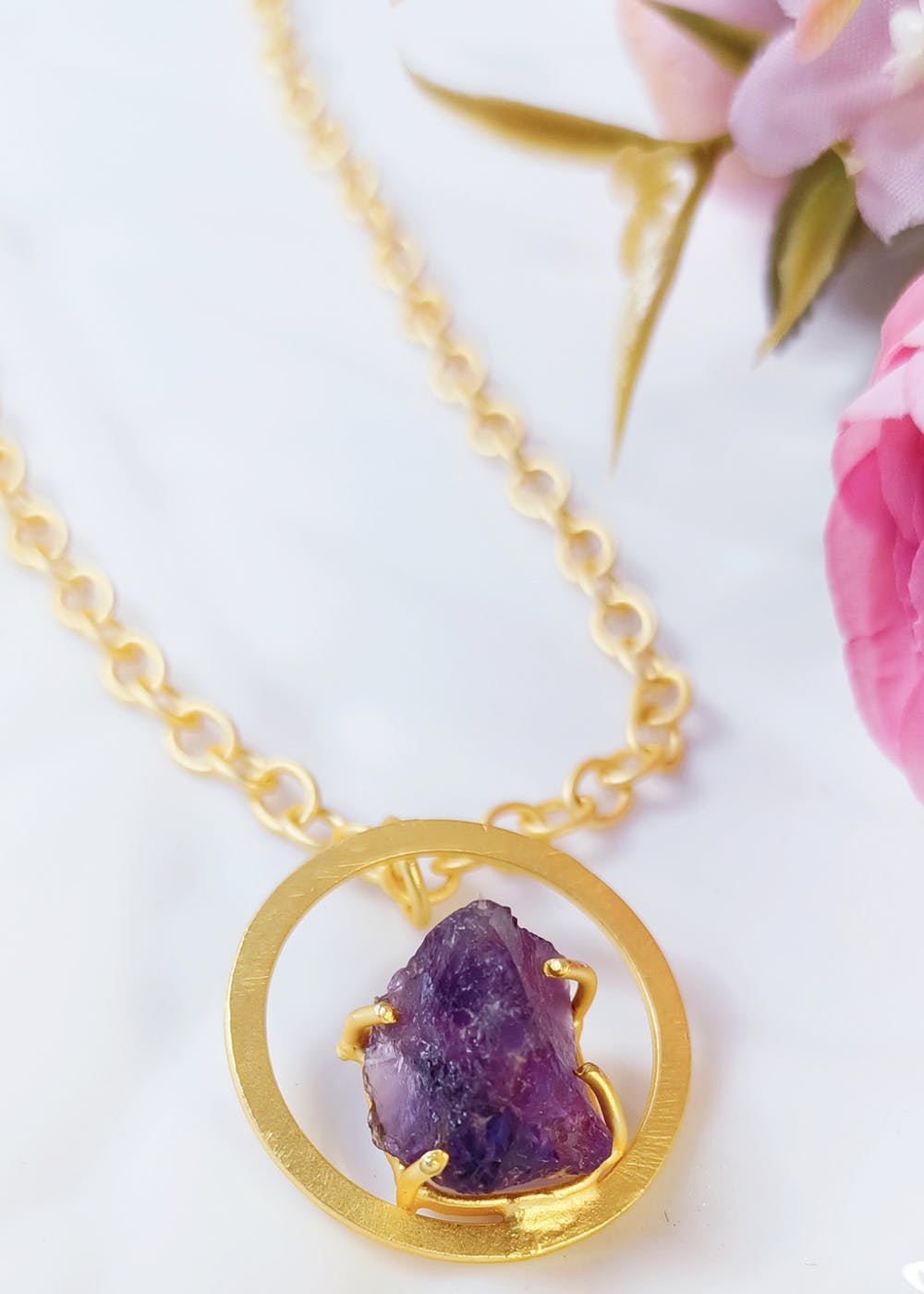 Get Amethyst Natural Stone Pendant Chain at ₹ 1299 | LBB Shop
