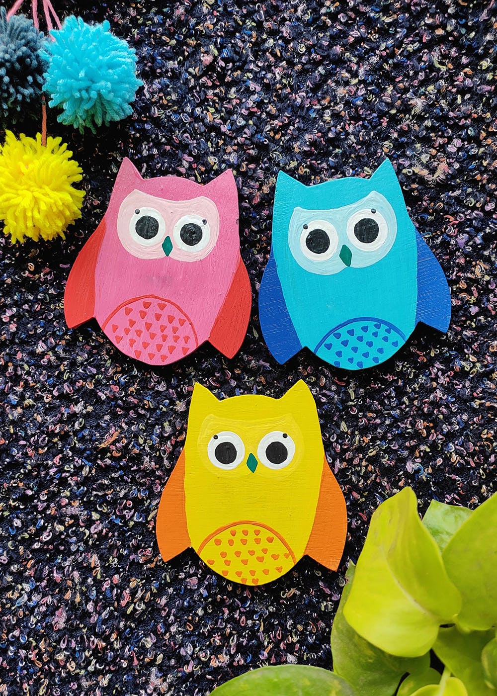 Get Handcrafted Quirky Owl Fridge Magnets - Set of 3 at ₹ 880 | LBB Shop