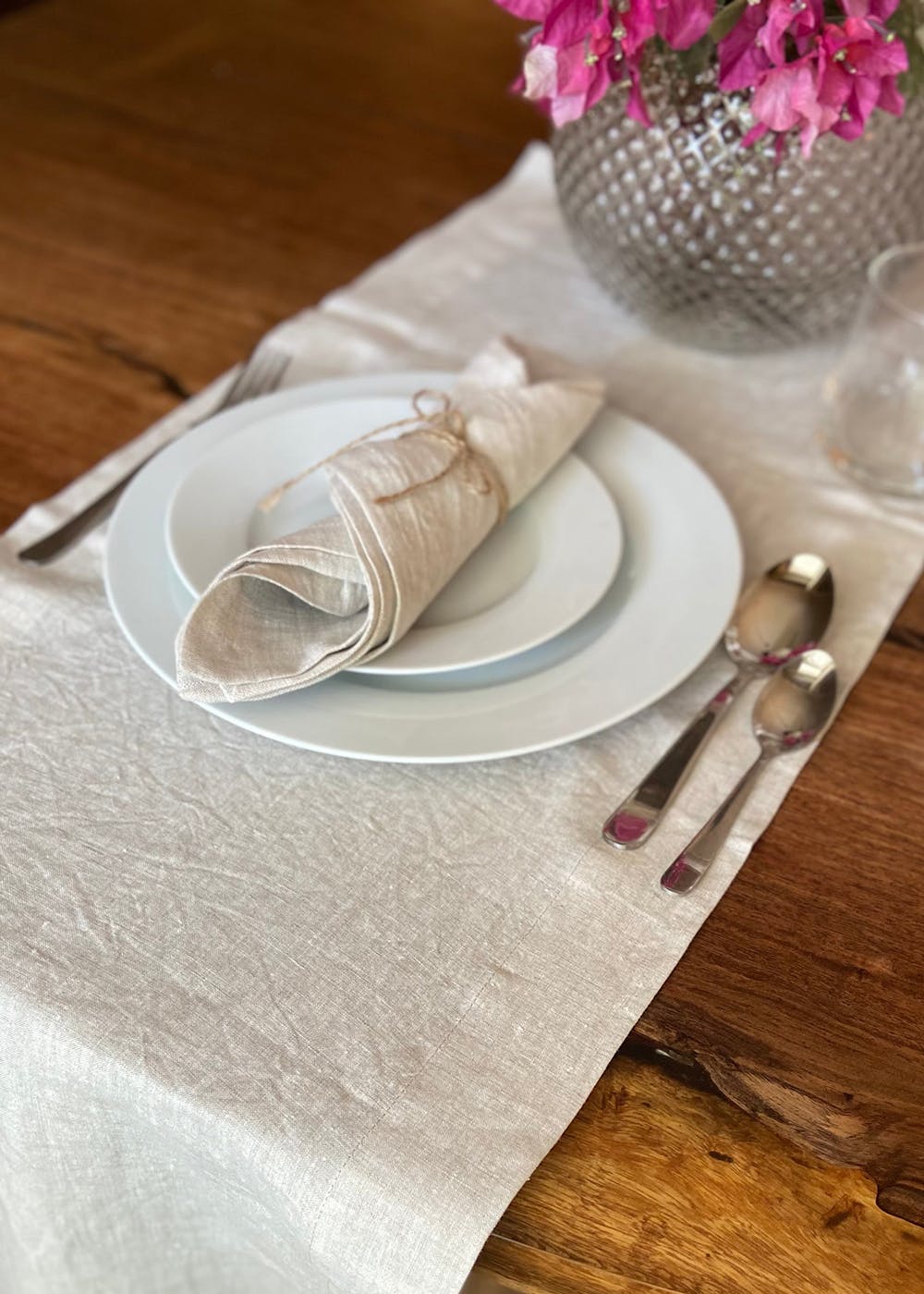 Get Linen Oatmeal Table Runner at ₹ 1600 | LBB Shop