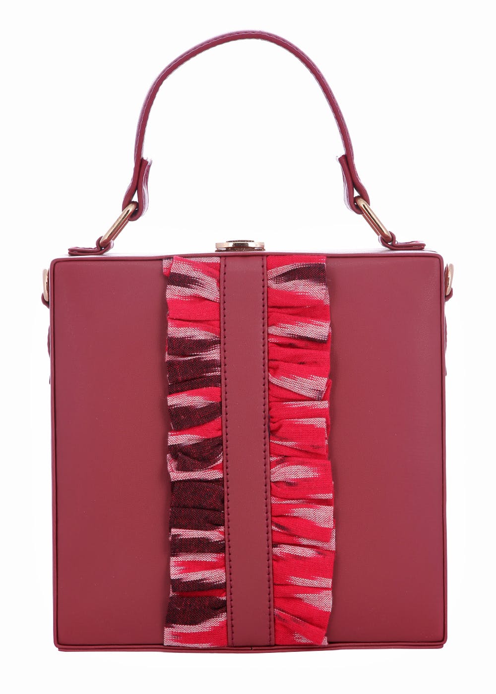 Get Ruffle Patch Maroon Box Bag at ₹ 1550 | LBB Shop