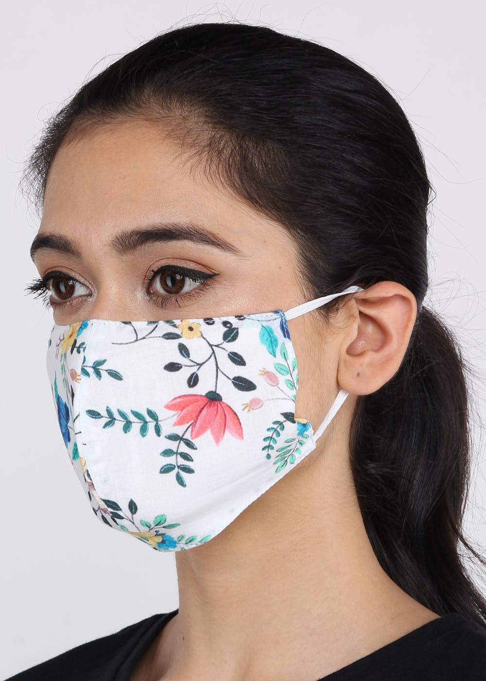 Get Women's White Floral Bloom Cotton Masks - Set of 3 at ₹ 375 | LBB Shop