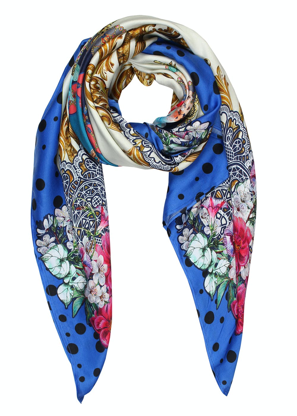 Get Mughal Garden Square Silk Head Scarf at ₹ 2500 | LBB Shop