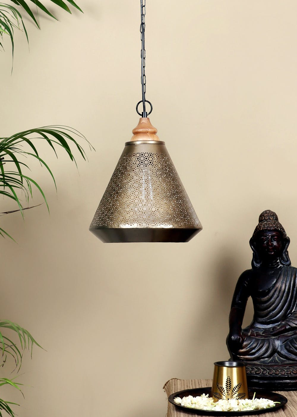 Get Hanging Lamp with a Wooden Canopy at ₹ 2933 | LBB Shop