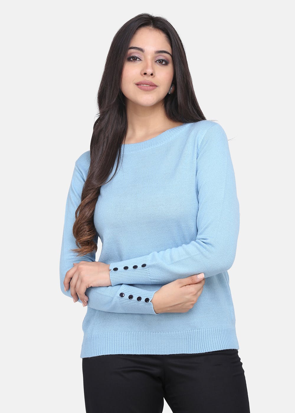 Get Sky Blue Acrylic Pullover at ₹ 1330 | LBB Shop