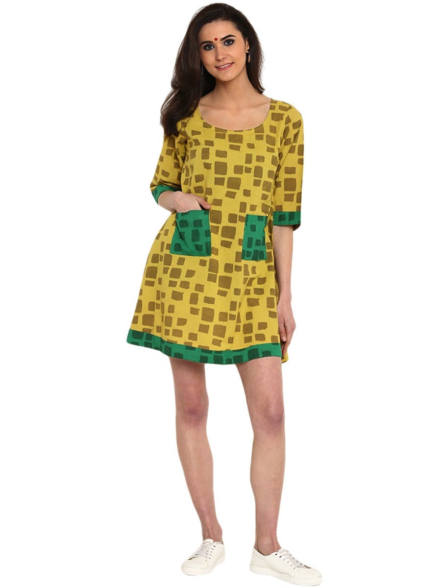 Get Abstract Square Print Short Dress at ₹ 999 | LBB Shop