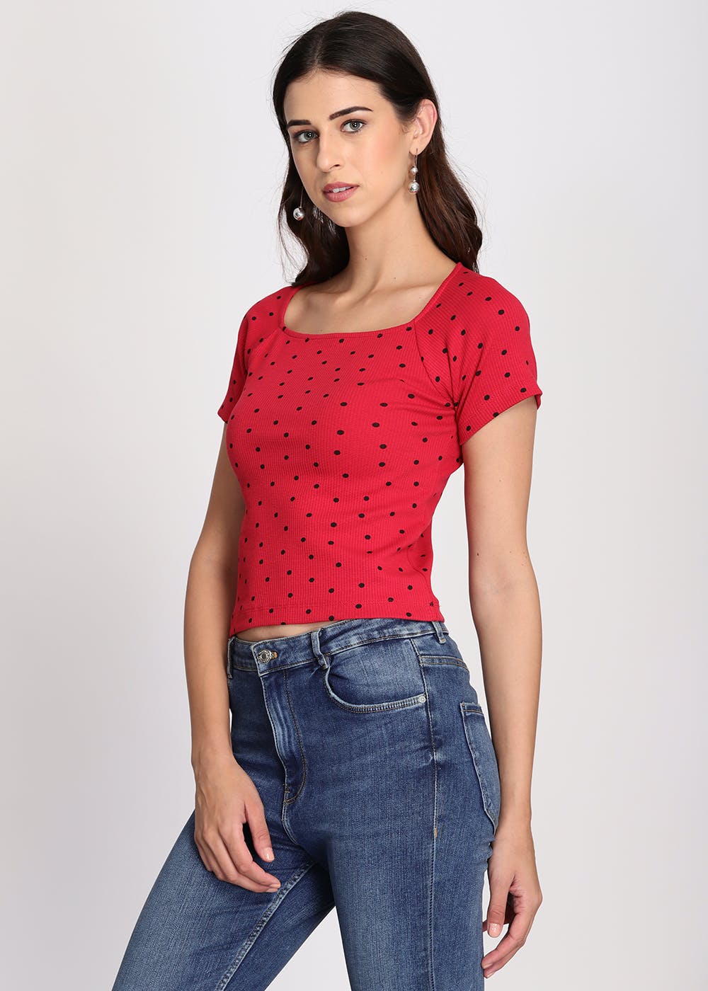 Get Wide Neck Basic Rib Red Top at ₹ 599 | LBB Shop