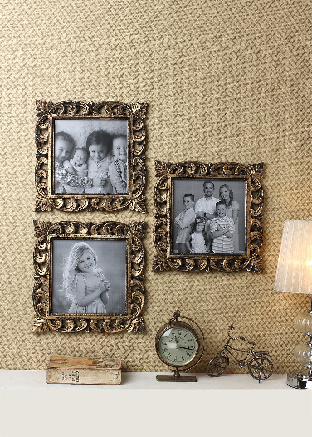 Get Vintage Set of 3 Decorative Wooden Photo Frame Antique Finish ...